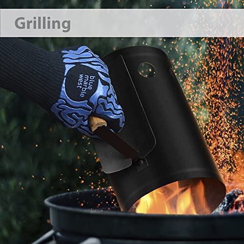 Extreme Heat Resistant BBQ Grill Gloves, Oven Mitts, Protection Up to 1472°F, Aramid Fiber, Non-Slip Silicone.