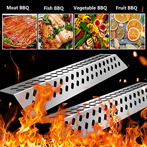 Plowo Stainless Steel Heat Plate Shield Gas Replacement for Bull BBQ Grills, Fit for Angus, Brahma, 7-Burner, 4-Burner, 5-Burner Grill Models, Grill Parts Replace for 16631, 16521, 4 Pack, 17 5/8"