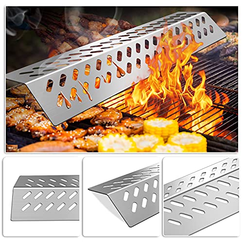 Plowo Stainless Steel Heat Plate Shield Gas Replacement for Bull BBQ Grills, Fit for Angus, Brahma, 7-Burner, 4-Burner, 5-Burner Grill Models, Grill Parts Replace for 16631, 16521, 4 Pack, 17 5/8"