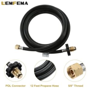 Lemfema 350PSI Soft Nose P.O.L Valve with 12FT Propane Torch Weed Burner Hose for Connection of Propane Tank to Propane Weed Burner Torch Head Burner