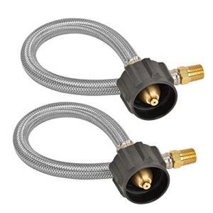 only fire 2pcs 1/4″ male npt rv propane hose 12inch stainless braid pigtail hose connector with type 1 connection