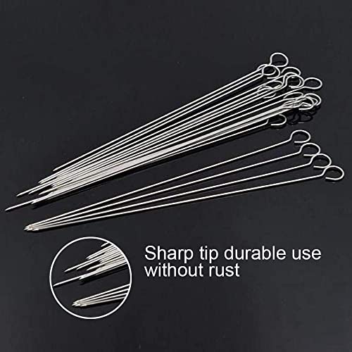 12pcs 10Inch Stainless Steel Skewers,Roast Goose Needle Barbecue,BBQ Skewer Sticks for BBQ Grilling Kebob Meat Chicken Vegetable Appetiser