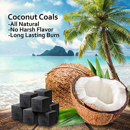 Coal Burner, Accessories Set, Electric Charcoal Burner For Coals, Portable Coal Stove, Quick Heating, Multiuse, 72 Coconut Coals and 100 Foil Sheets Included (Burner with Coconut Coals and Foil)