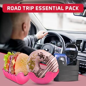 2 Burger Holder & French Fry Holder Pack - Car Essentials Pack food storage - Flexible Silicone Bowls for Holding Hamburgers - Reusable hamburger holder - Road Trip Essentials & Car Accessories