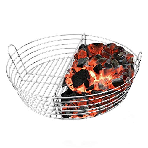 Mydracas Lump Charcoal Fire Basket with Divider Big Green Egg Accessories Ash Basket Stainless Steel Charcoal Basket for XLarge Big Green Egg(with Divider)