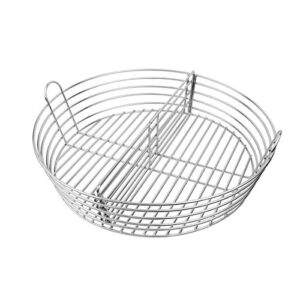 Mydracas Lump Charcoal Fire Basket with Divider Big Green Egg Accessories Ash Basket Stainless Steel Charcoal Basket for XLarge Big Green Egg(with Divider)