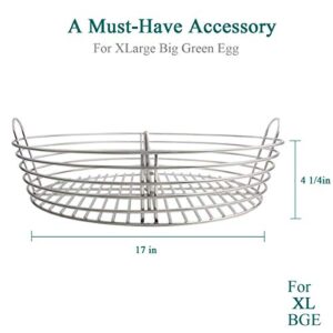 Mydracas Lump Charcoal Fire Basket with Divider Big Green Egg Accessories Ash Basket Stainless Steel Charcoal Basket for XLarge Big Green Egg(with Divider)