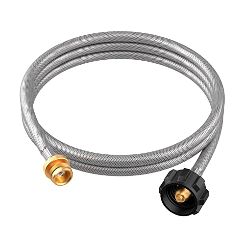 Generep 5 Feet Stainless Steel Braided Propane Adapters Hose Convert Connects 1lb Portable Appliance to 1-20 lb Propane Tank,Safe and Durable