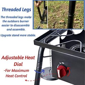 ARC CSA Approval Stander Propane Burner, 3 Burners Outdoor Propane Stove with Easy-Assemble Threaded Legs, 87,000BTU Triple Propane Burner Cast Iron Burner Ideal for Camping Burner and Other Outdoor Cooking