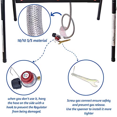 ARC CSA Approval Stander Propane Burner, 3 Burners Outdoor Propane Stove with Easy-Assemble Threaded Legs, 87,000BTU Triple Propane Burner Cast Iron Burner Ideal for Camping Burner and Other Outdoor Cooking