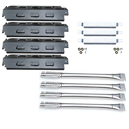 Direct store Parts Kit DG156 Replacement for Charbroil 463420507,463420509,463460708,463460710 Gas Grill Burners, Carryover Tubes,Heat Plates (SS Burner+SS Carry-over tubes+Porcelain Steel Heat Plate)