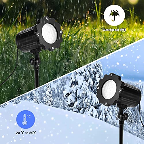 Christmas Projector Lights Outdoor, Snowflake LED Projector Lights with Remote Control, IP65 Waterproof Landscape Decorative Lighting for Xmas, Halloween, Party