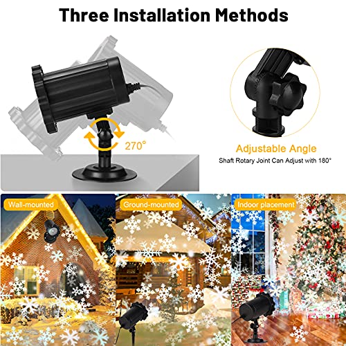 Christmas Projector Lights Outdoor, Snowflake LED Projector Lights with Remote Control, IP65 Waterproof Landscape Decorative Lighting for Xmas, Halloween, Party