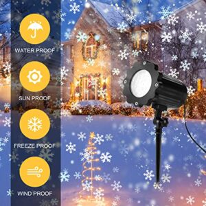 Christmas Projector Lights Outdoor, Snowflake LED Projector Lights with Remote Control, IP65 Waterproof Landscape Decorative Lighting for Xmas, Halloween, Party