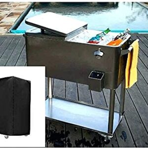 Bicherub Cooler Cart Cover 420D Waterproof Patio Rolling Deck Cooler Cover Fit for Most 80 QT Rolling Ice Chest 37 x 36 x 20in