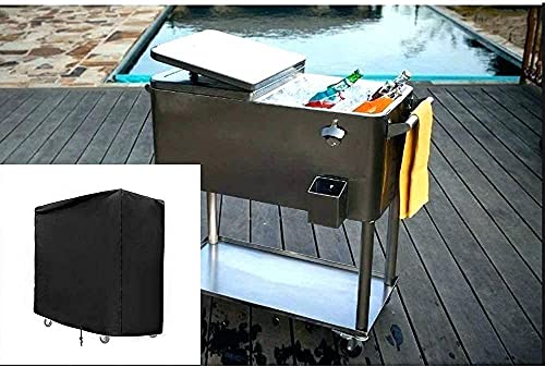 Bicherub Cooler Cart Cover 420D Waterproof Patio Rolling Deck Cooler Cover Fit for Most 80 QT Rolling Ice Chest 37 x 36 x 20in