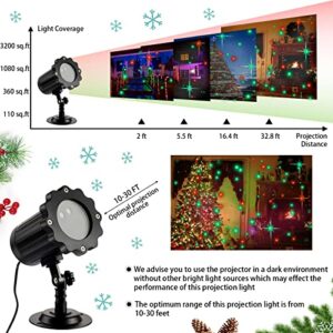 4 Pack Christmas Projector Light Xmas Spotlight Projector with Wireless Remote Holiday Christmas Waterproof Outdoor Projector Spotlights Red and Green Spotlight Star Show for Xmas Holiday Decorations