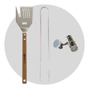 flipfork-bbq grill set with spatula tongs and led magnetic bbq light