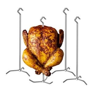 odiee vertical skewer/super skewers,turkey holder,poultry hanger for pit barrel bronco cooker accessories,smoking whole chicken/turkey,removable (4-pack)