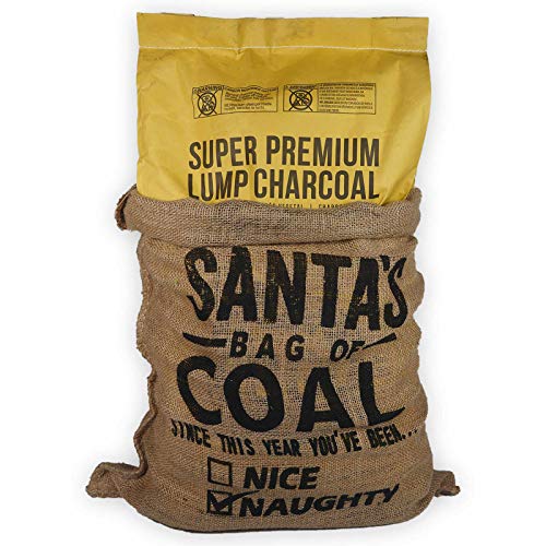 Fogo Santa's Bag of Coal, 35 Pound Bag of Premium Hardwood Lump Charcoal for Grilling and Smoking in Burlap Christmas Sack