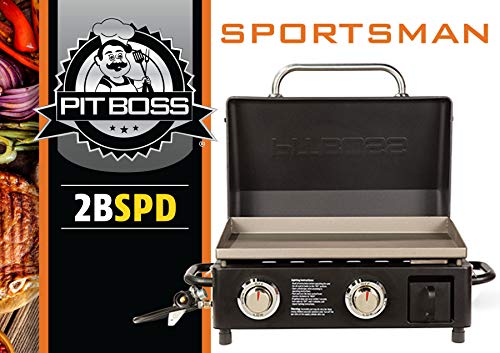 PIT BOSS PB2BSPD Sportsman Tabletop Portable Gas Griddle, 2 Burner, Black