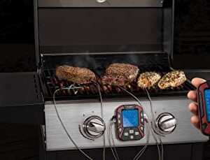 Maverick PRO-Series XR-50 Extended (500FT Range, 4 Probe) Digital Remote Wireless BBQ, Meat & Smoker Thermometer, Black/Red and Z-Cloth Bundle