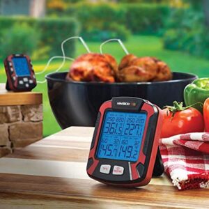 Maverick PRO-Series XR-50 Extended (500FT Range, 4 Probe) Digital Remote Wireless BBQ, Meat & Smoker Thermometer, Black/Red and Z-Cloth Bundle