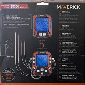 Maverick PRO-Series XR-50 Extended (500FT Range, 4 Probe) Digital Remote Wireless BBQ, Meat & Smoker Thermometer, Black/Red and Z-Cloth Bundle