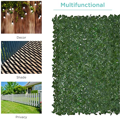 Best Choice Products Outdoor Garden 96x72-inch Artificial Faux Ivy Hedge Leaf and Vine Privacy Fence Wall Screen - Green