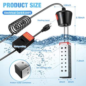 Immersion Bucket Pool Heater, 1500W 10Ft Portable Electric Submersible Water Heater with Timer and Digital LCD Thermometer, Floating Hot Tub Warmer Heater for Inflatable Pool Bathtub