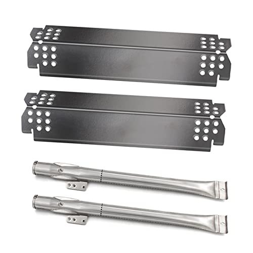 Hongso Grill Parts Replacement for Nexgrill Evolution 720-0864M 2 Burner Grill, 16 15/16" Cast Iron Grill Grates Heat Plates Burner Tubes Included