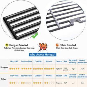 Hongso Grill Parts Replacement for Nexgrill Evolution 720-0864M 2 Burner Grill, 16 15/16" Cast Iron Grill Grates Heat Plates Burner Tubes Included