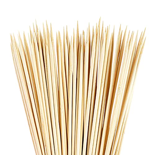 Grill Skewers for Fruit Kabobs - 100Pcs 16 Inches Disposable Marshmallow Roasting Sticks Bamboo Wooden Sticks for Food - Meat Sticks Wooden Wedding Favors Sandwich Meat BBQ Skewers for Appetizers