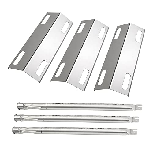 Plowo Stainless Steel Grill Replacement Parts for 3 Burner Ducane Affinity 3000 Series, 3100 3200 3400, 4100, 4200, 4400, 31421001, 18" Burner Tubes and 15 3/8" x 6" Grill Heat Plates BBQ Repair Kit