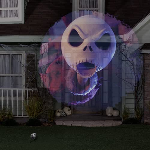 Halloween Projection Lightshow Decor, Jack Skellington Yard Light Theme, Outdoor Light Projector, Flickering Light Effect with Six Slides