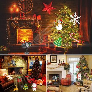 Christmas Projector Lights, Updated No Slide 2-in-1 Ocean Wave Projector Light with 14 Moving Christmas Patterns Waterproof Indoor Outdoor Landscape Lighting for Xmas Holiday Decor