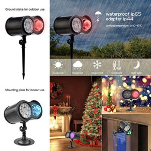 Christmas Projector Lights, Updated No Slide 2-in-1 Ocean Wave Projector Light with 14 Moving Christmas Patterns Waterproof Indoor Outdoor Landscape Lighting for Xmas Holiday Decor