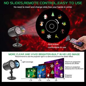 Christmas Projector Lights, Updated No Slide 2-in-1 Ocean Wave Projector Light with 14 Moving Christmas Patterns Waterproof Indoor Outdoor Landscape Lighting for Xmas Holiday Decor