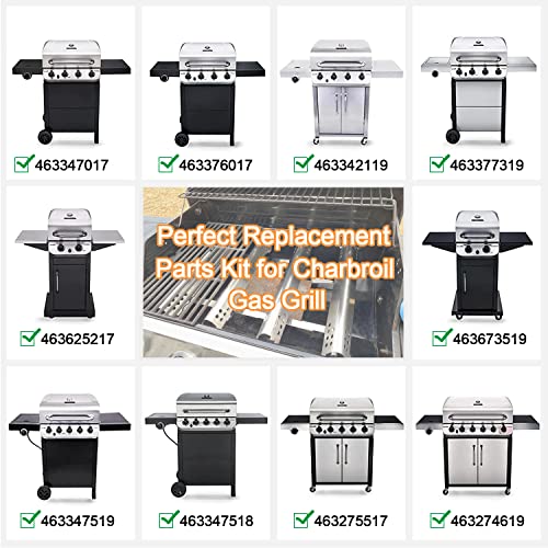 Grill Replacement Parts for Charbroil Performance 475 4 Burner 463347017 463361017 463673017 463342119 463376018P2 G470-0004-w1, Stainless Steel Heat Plate Tend Shield, Grill Burner, Crossover Tubes