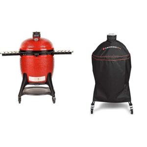 kamado joe big joe iii 24 inch charcoal grill in blaze red with grill cover bundle, kj15041021