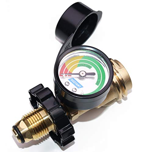 DOZYANT POL Propane Tank Adapter with Gauge Universal Fit Convert POL LP Tank Valve to QCC1 / Type1, Propane Tank Gauge Old to New Connection Adapter Type