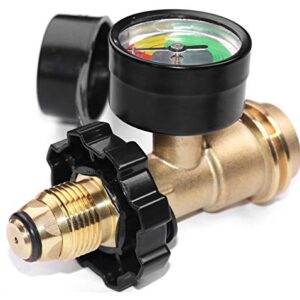 DOZYANT POL Propane Tank Adapter with Gauge Universal Fit Convert POL LP Tank Valve to QCC1 / Type1, Propane Tank Gauge Old to New Connection Adapter Type