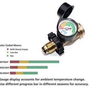 DOZYANT POL Propane Tank Adapter with Gauge Universal Fit Convert POL LP Tank Valve to QCC1 / Type1, Propane Tank Gauge Old to New Connection Adapter Type