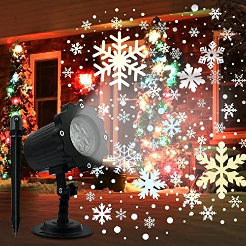 Christmas Outdoor Projector Lights,Yohencin Led White Snowflake Projector Light Waterproof Light Show Decoration Xmas Holiday Wedding Garden Patio Blizzard Projector Lamp (Snowflake)