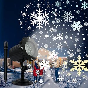 Christmas Outdoor Projector Lights,Yohencin Led White Snowflake Projector Light Waterproof Light Show Decoration Xmas Holiday Wedding Garden Patio Blizzard Projector Lamp (Snowflake)