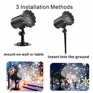 Christmas Outdoor Projector Lights,Yohencin Led White Snowflake Projector Light Waterproof Light Show Decoration Xmas Holiday Wedding Garden Patio Blizzard Projector Lamp (Snowflake)