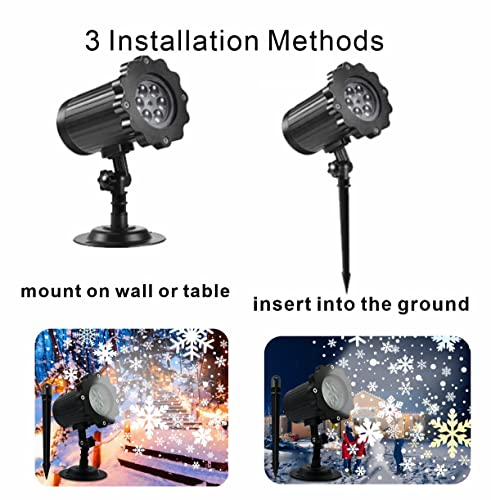 Christmas Outdoor Projector Lights,Yohencin Led White Snowflake Projector Light Waterproof Light Show Decoration Xmas Holiday Wedding Garden Patio Blizzard Projector Lamp (Snowflake)