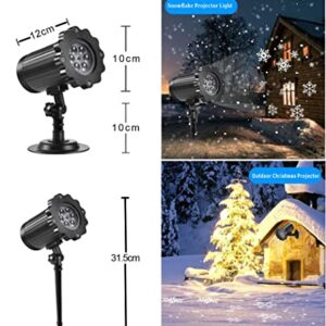 Christmas Outdoor Projector Lights,Yohencin Led White Snowflake Projector Light Waterproof Light Show Decoration Xmas Holiday Wedding Garden Patio Blizzard Projector Lamp (Snowflake)