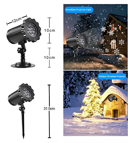 Christmas Outdoor Projector Lights,Yohencin Led White Snowflake Projector Light Waterproof Light Show Decoration Xmas Holiday Wedding Garden Patio Blizzard Projector Lamp (Snowflake)