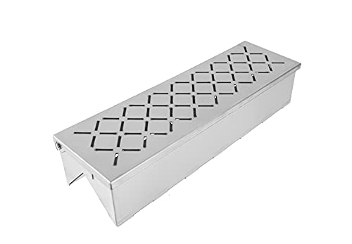 Smoker Box V-shape Stainless Steel BBQ Smoke Box for Charcoal & Propane Gas Grill，For Delicious Smoked Grill Accessories (V-moker Box)